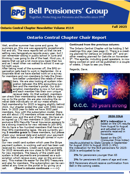 OCC Newsletters - 2025 - Bell Pensioners Group / Groupe Pensionnés Bell